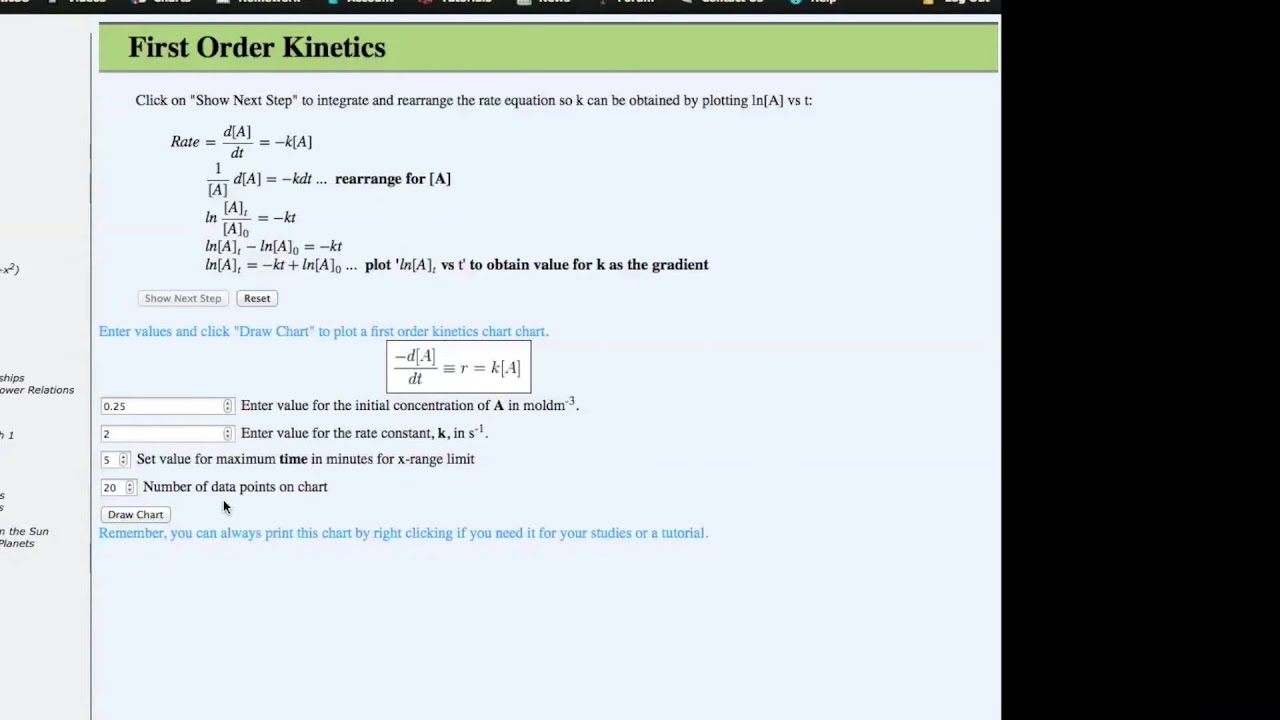 1st Order Kinetics Charts - YouTube