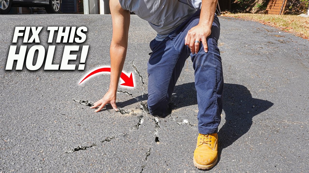 How To Fix Sinkhole In Your Concrete Or Asphalt Driveway! DIY - YouTube