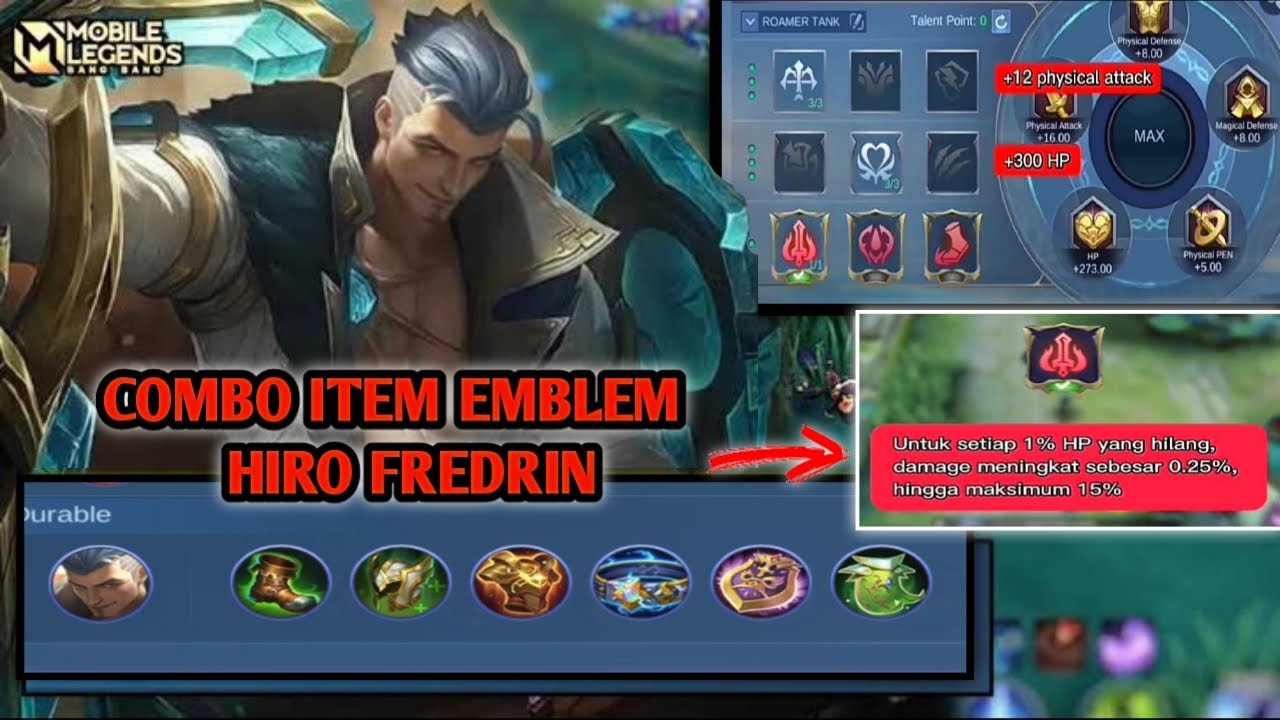 cara menggunakan combo fredrin hingga set item dan emblem. #mlbb # ...