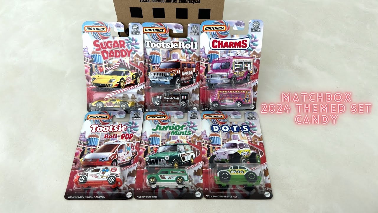 ELVO Unboxing - Matchbox 2024 Themed Assortment Candy Set of 6!! - YouTube