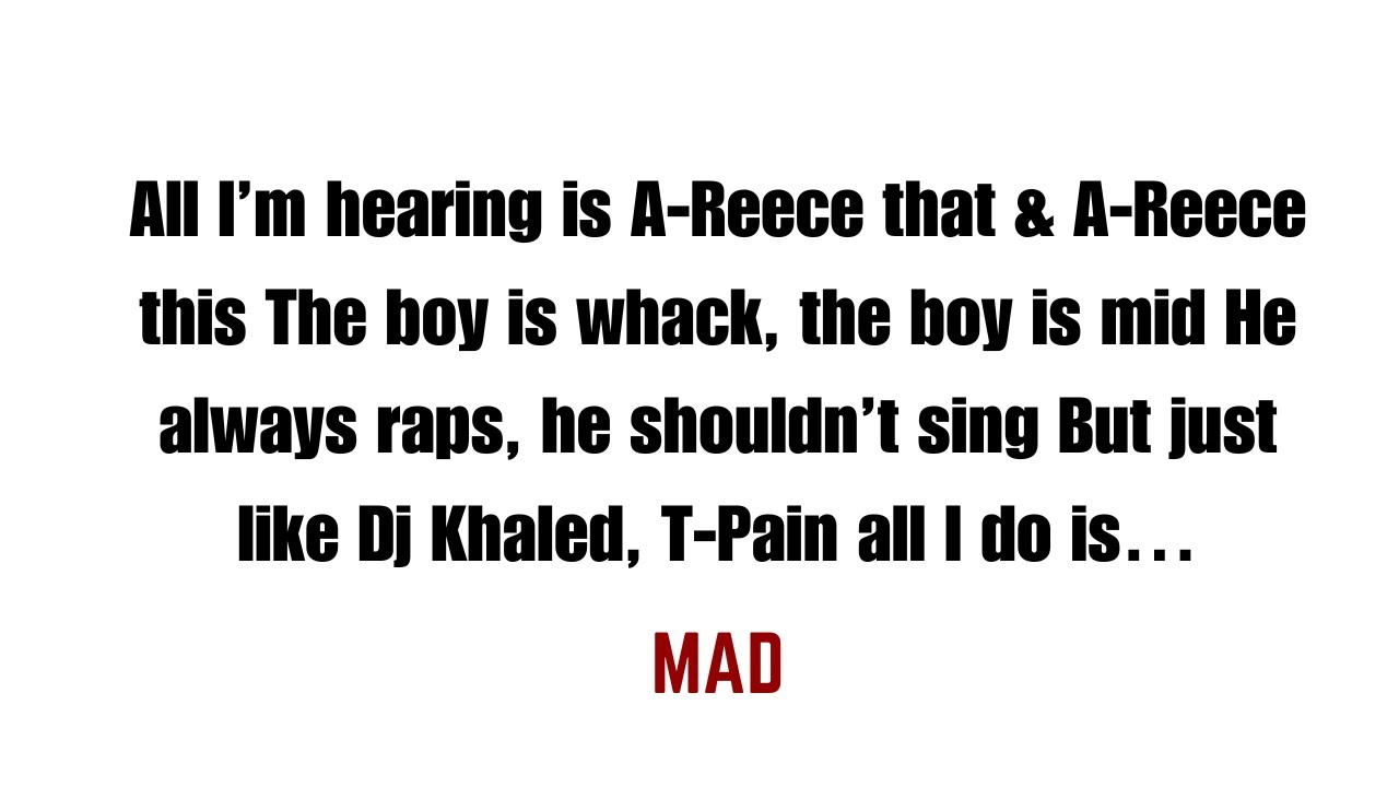 A-Reece - MAD (LYRICS) - YouTube