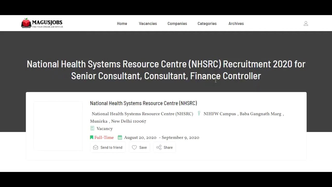 National Health Systems Resource Centre Recruitment 2020 | NHSRC | All ...