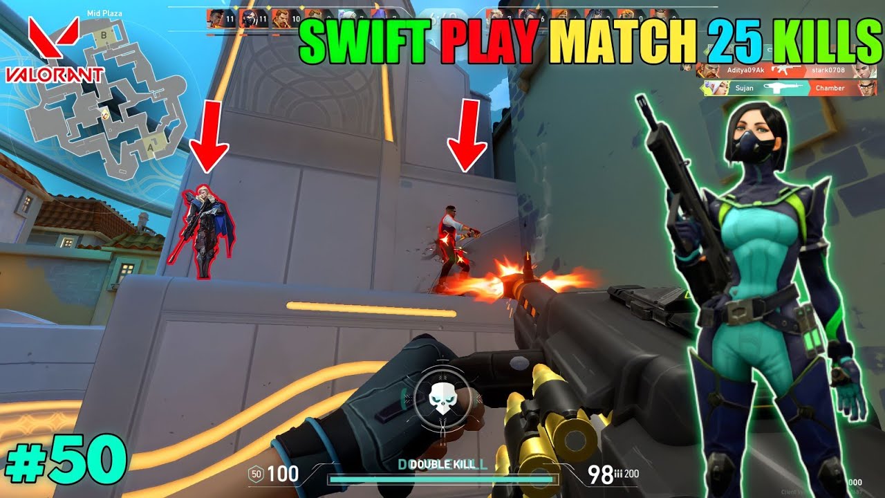 SWIFT PLAY MATCH 25 KILLS IN VALORANT | VALORANT GAMEPLAY #50 - YouTube