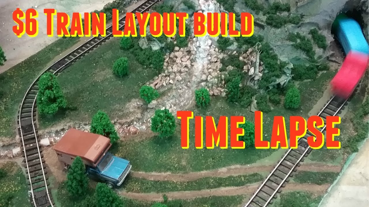 Time Lapse Train Layout build - $6 toy train in a tin built using scrap ...
