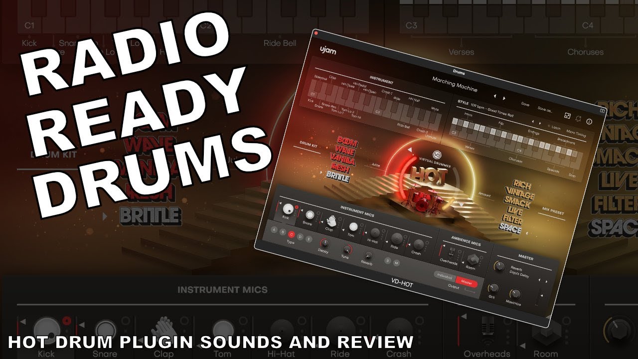 UJam "Hot" Drum Machine Plugin Sound Samples - Do you need radio ready Drums? - YouTube