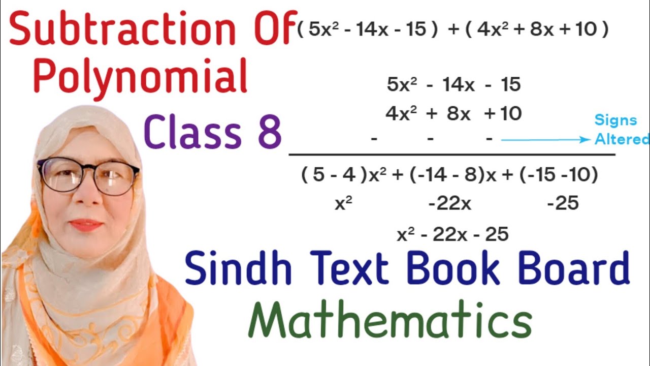 Subtraction of Polynomial Class 8th|Sindh Text Book Board Mathematic ...