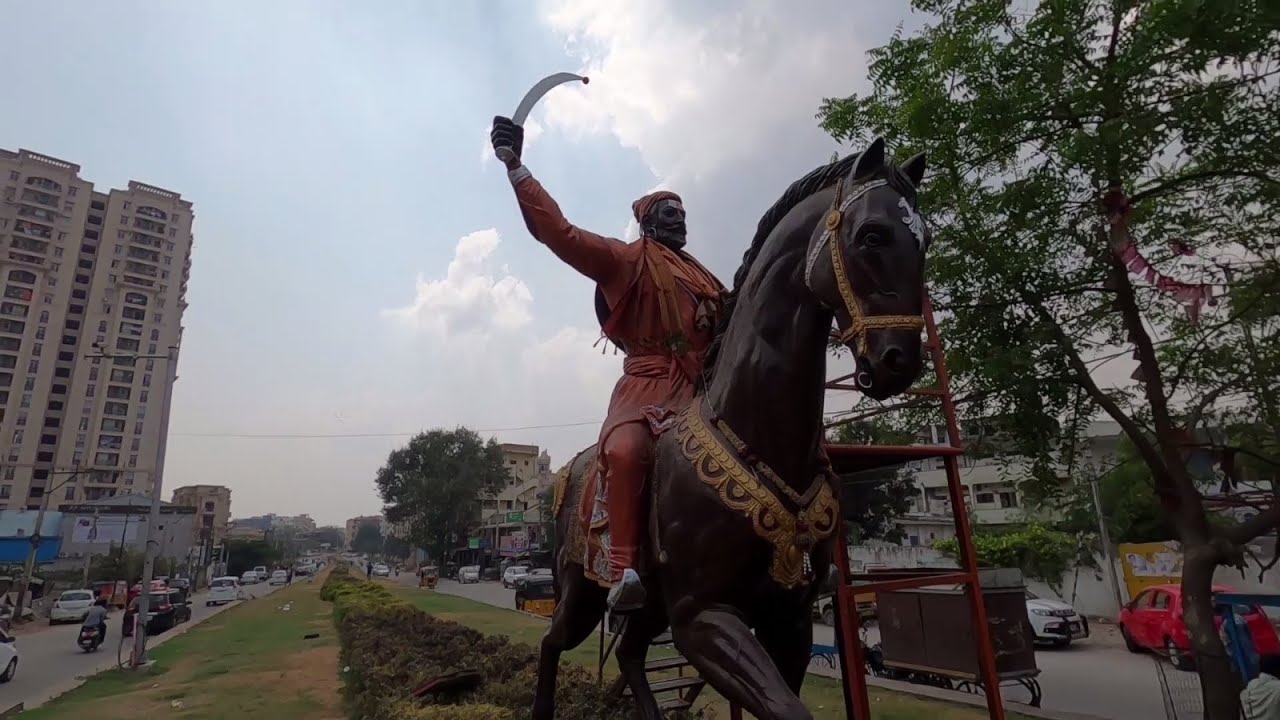 Shivaji Maharaj's statue at Shaikpet, Hyderabad - YouTube