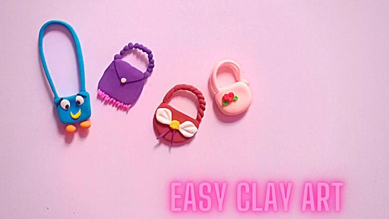 Easy clay art | mini clay purse | miniature art | how to make purse ...