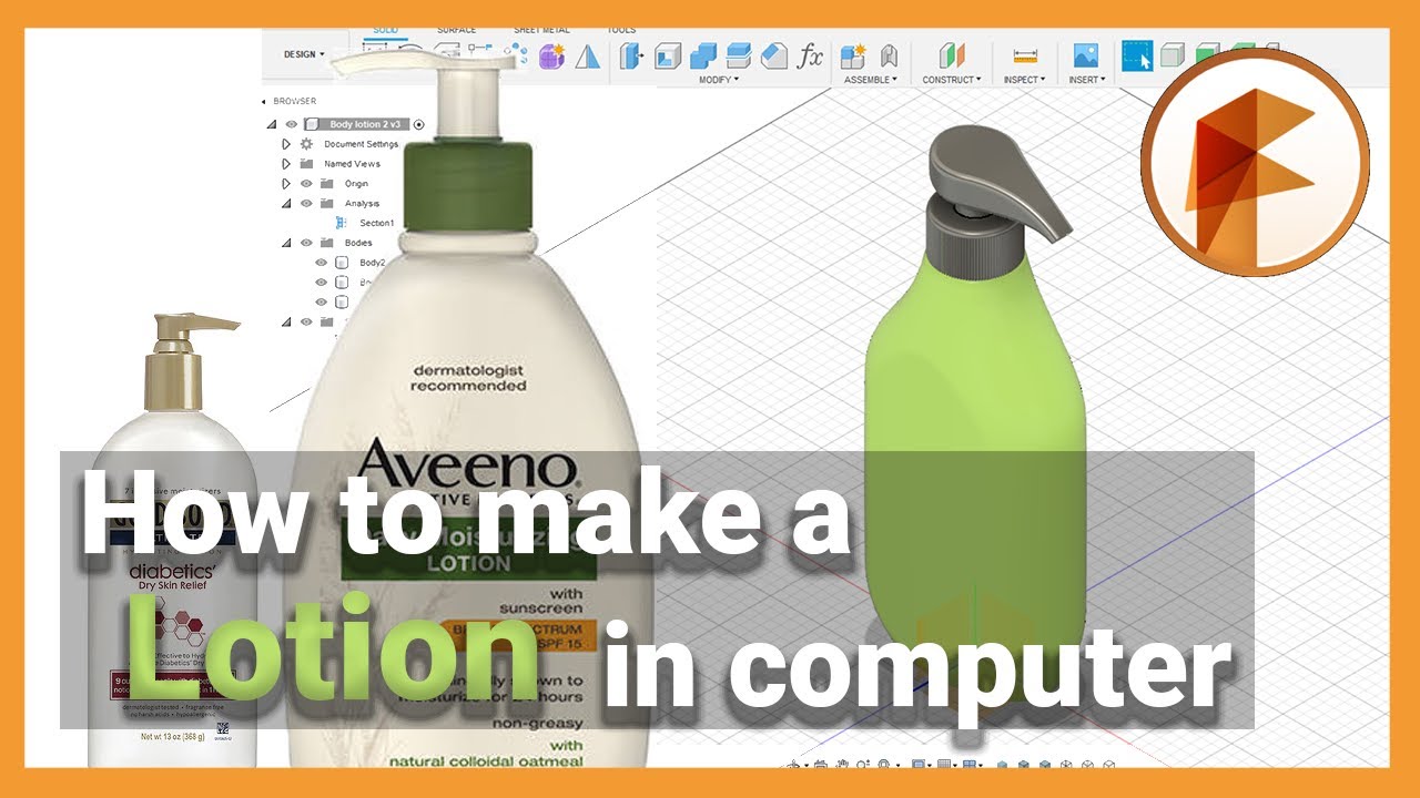 Fusion 360 | How to make a Lotion Bottle in computer | Lotion Modeling ...