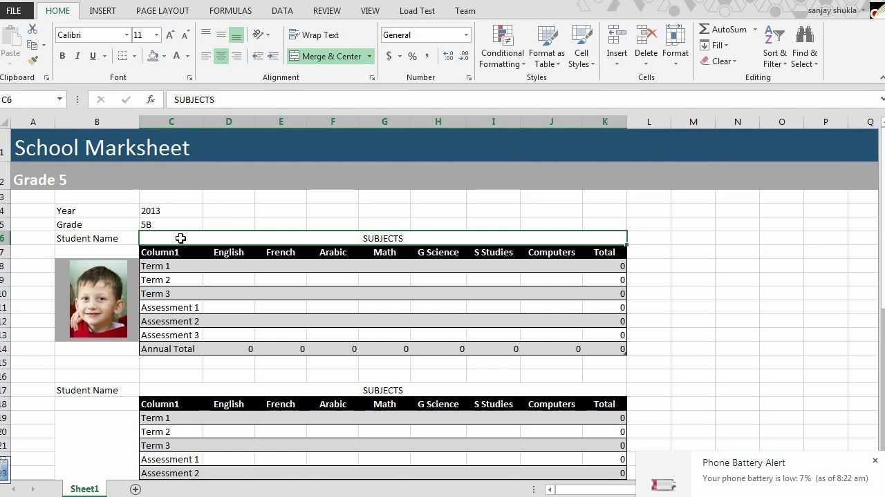 Tutoroial - How to create a School Marksheet - Beginner Level - YouTube