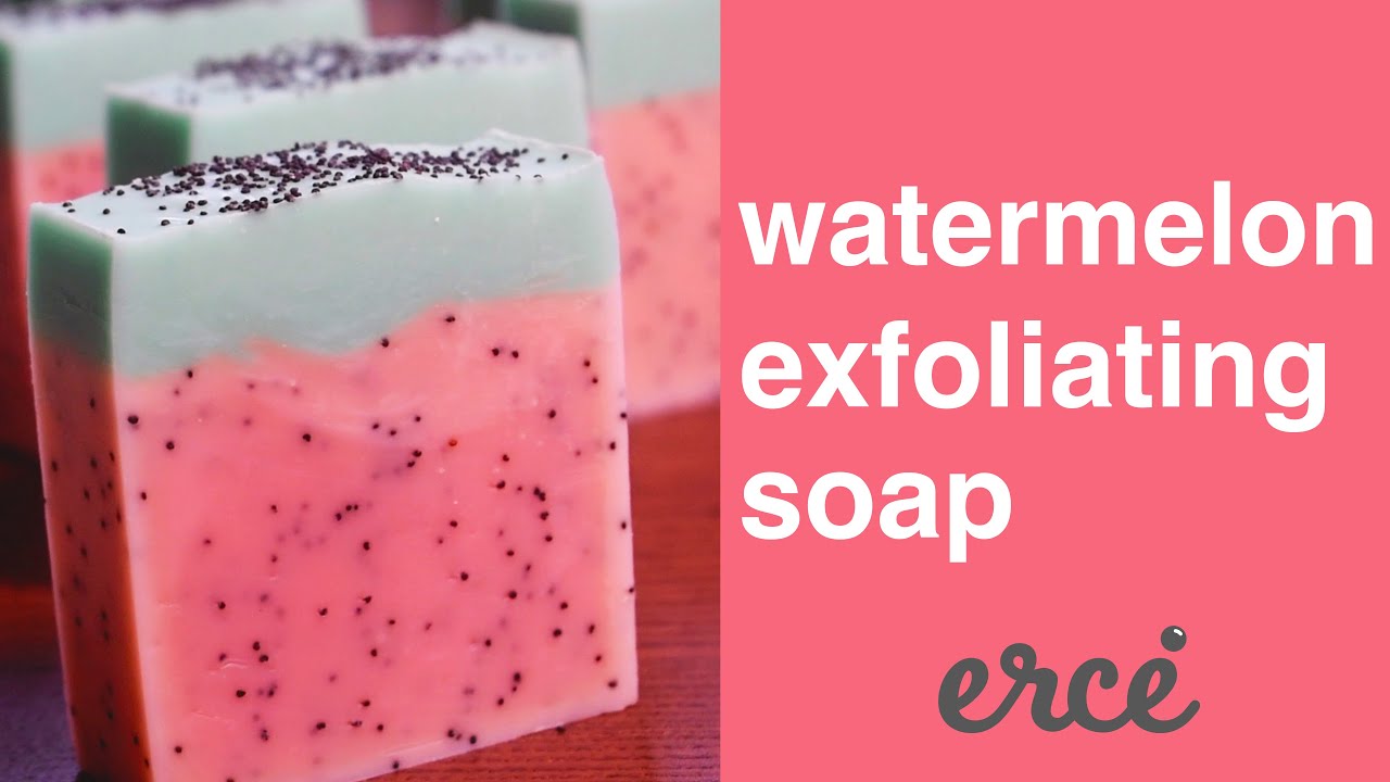 Watermelon Exfoliating Soap * Cold soap process * ercé - YouTube