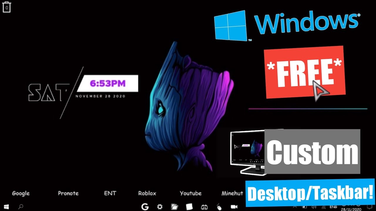 The best *FREE* custom desktop/taskbar setup! - YouTube