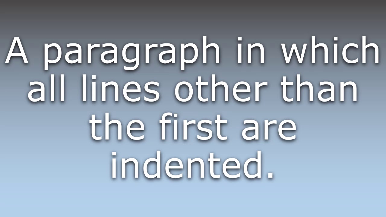 What does Hanging paragraph mean? - YouTube