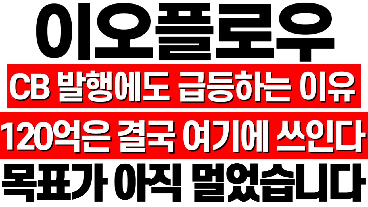 이오플로우 주가 전망 전환사채 Cb 발행에도 급등하는 이유 120억 결국 여기 쓰인다 이오플로우 주식 분석 이오플로우
