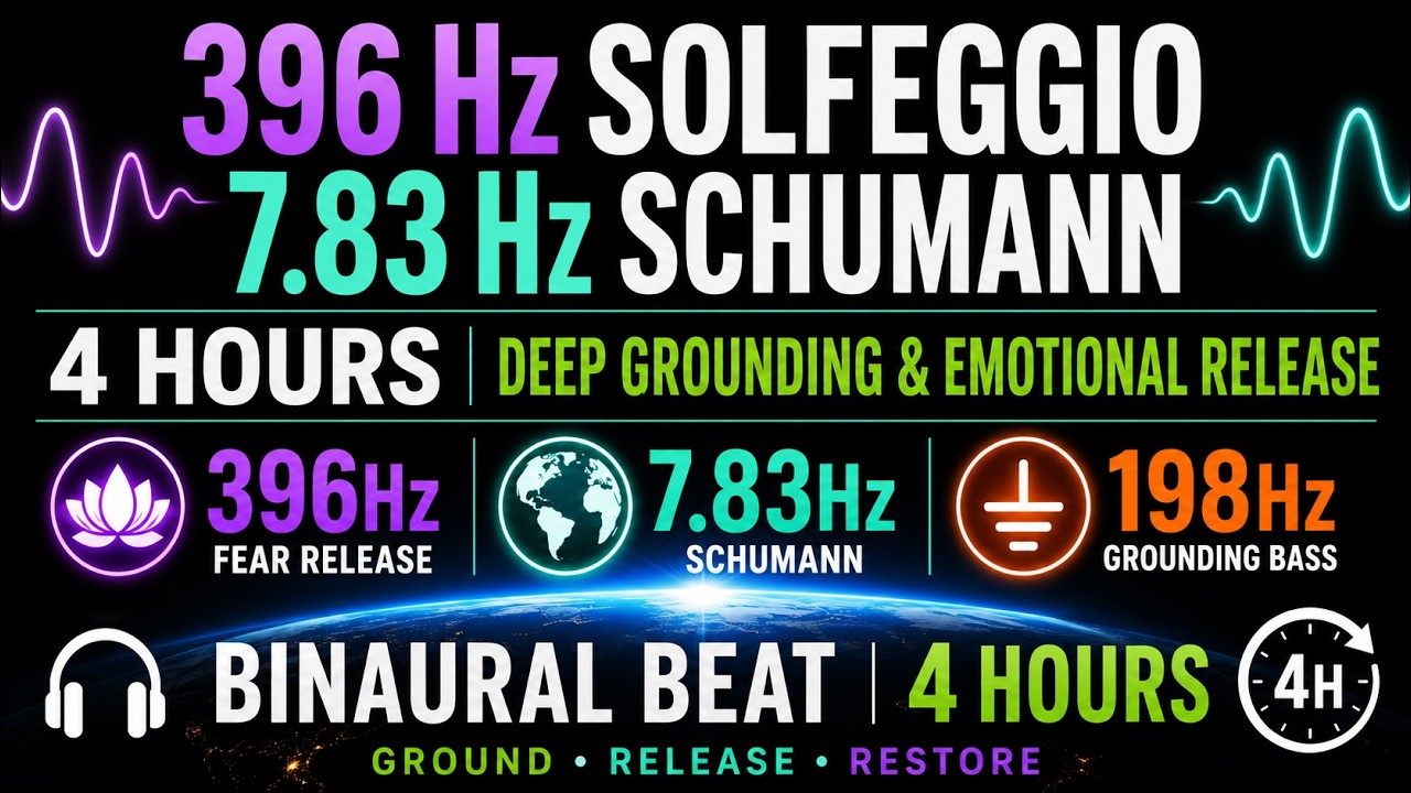 396 Hz Solfeggio + 7.83 Hz Schumann | 4 Hours of Deep Grounding ...