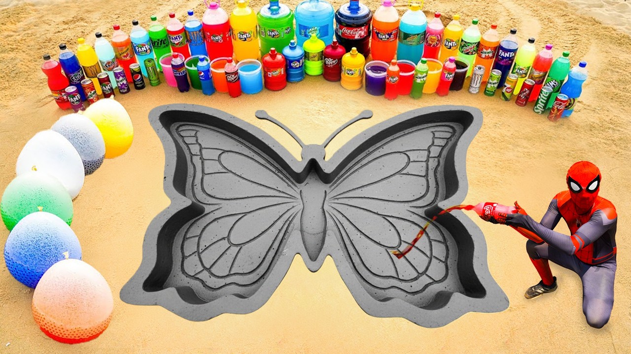 How to make Butterfly Hole with Cement, Big Coca Cola, Mtn Dew, Fanta ...