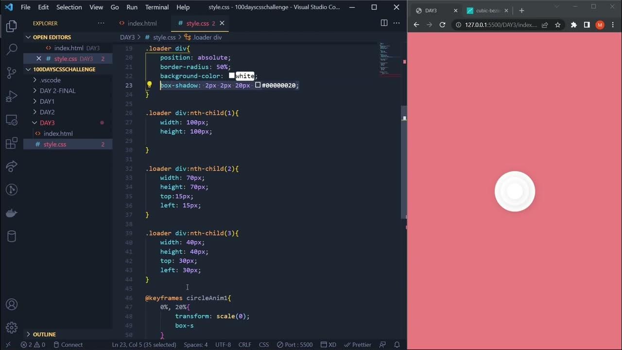 100 Days Css Challenge Day 3 Code With Marish😎 Css Loading Animation Youtube