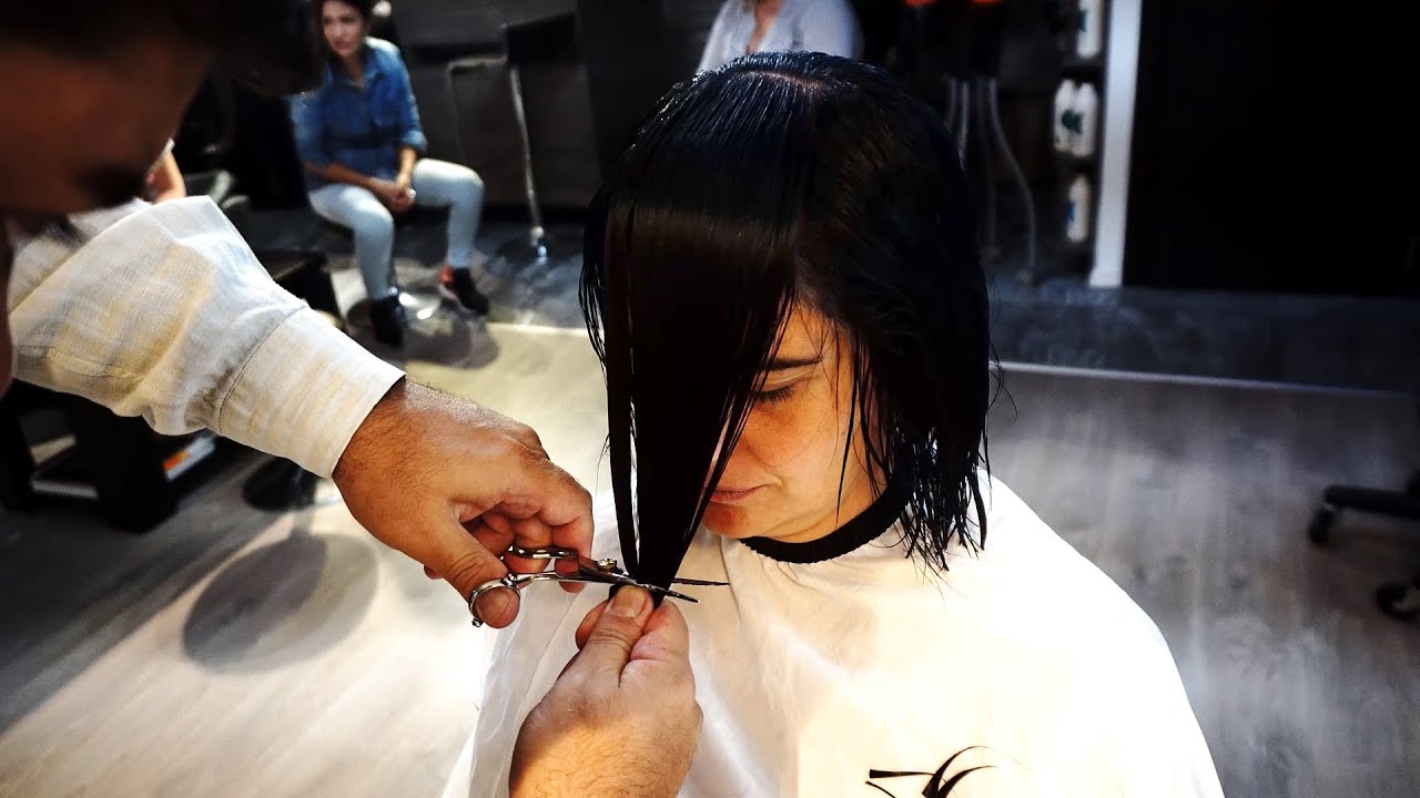 SUPER HAIRCUT - SHORT LAYERED WITH BANGS - WAKE UP AND GO HAIRCUT - YouTube