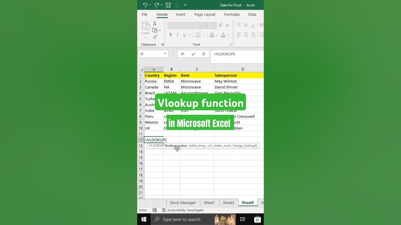 Vlookup function in Microsoft Excel #vlookup #lookup #exceltricks #exceltipsandtricks - YouTube