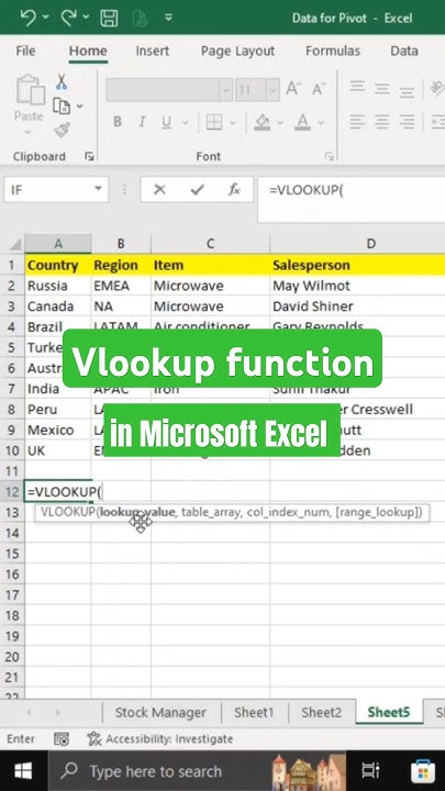 Vlookup function in Microsoft Excel #vlookup #lookup #exceltricks #exceltipsandtricks - YouTube