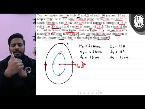 Two concentric circular coils \( X \) and \( Y \) of radii \( 16 \m ...