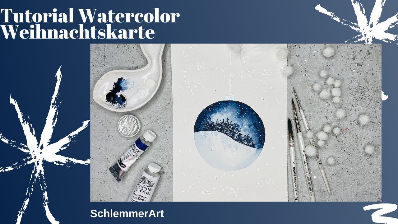 Watercolor Christmas Card Tutorial - YouTube