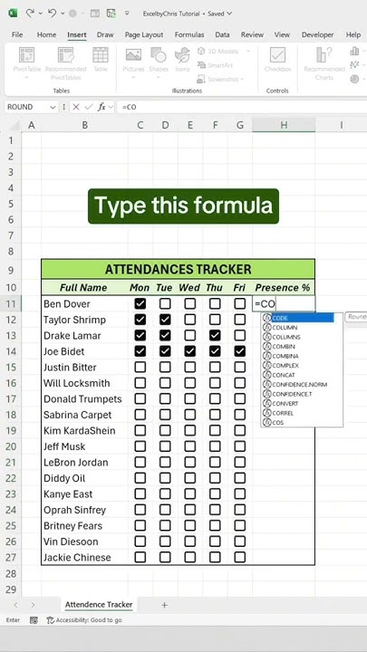 Tracking Attendance: Smart Excel Hack | Excel Simplified #excel #excelshorts #shortvideo # ...