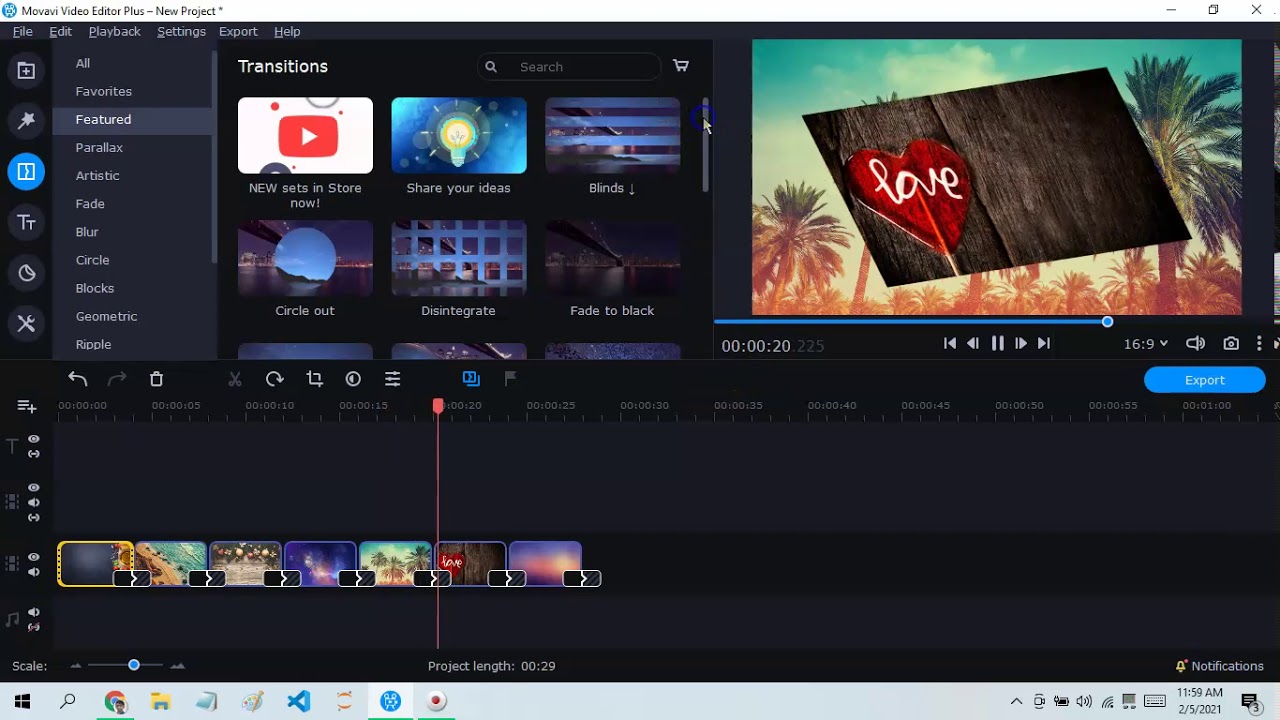 Transition Wizard In Movavi Video Editor Plus. - YouTube