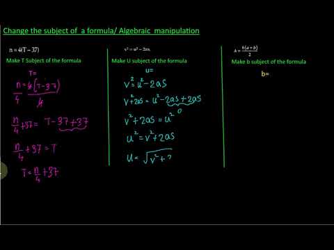 Change the subject of a formula/ Algebraic manipulation , Learn in 10 ...