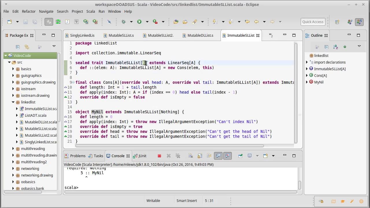 Immutable Linked List 2 (using Scala) - YouTube
