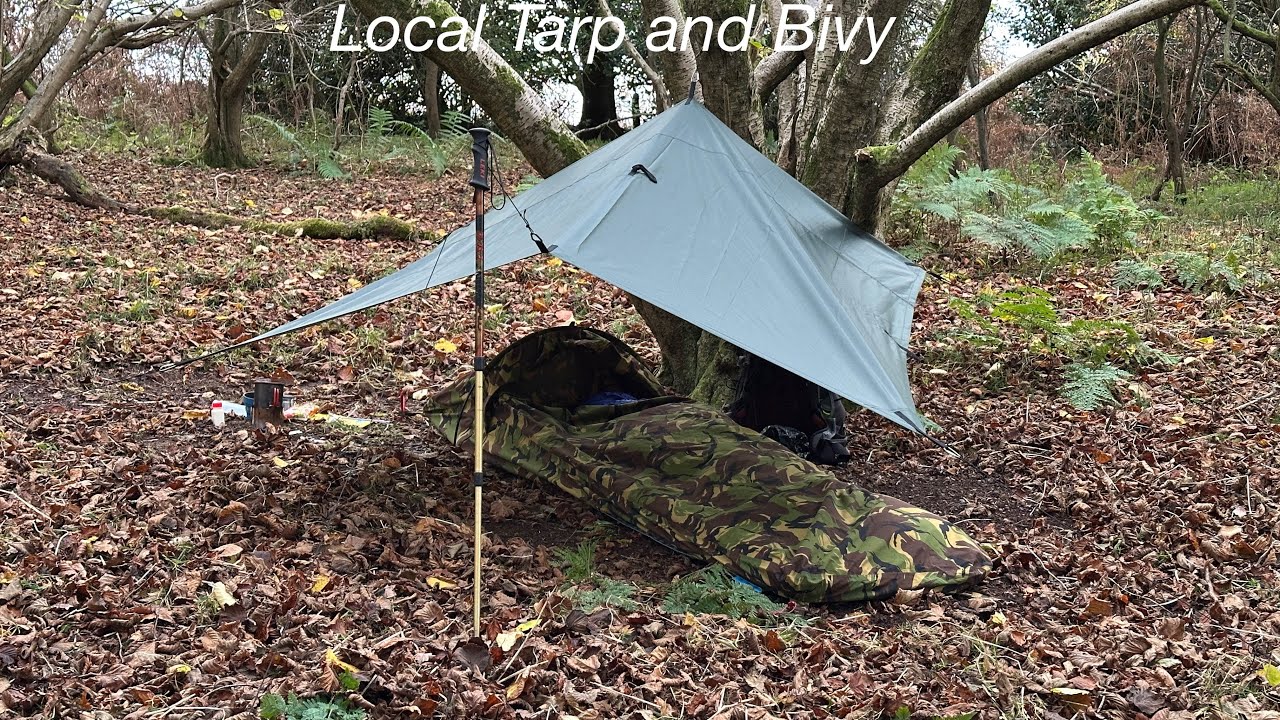 Tarp and Bivy in some local woods - YouTube