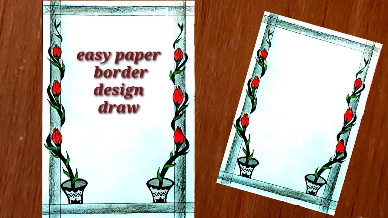 paper border design draw, step by step very easy practical project draw ...