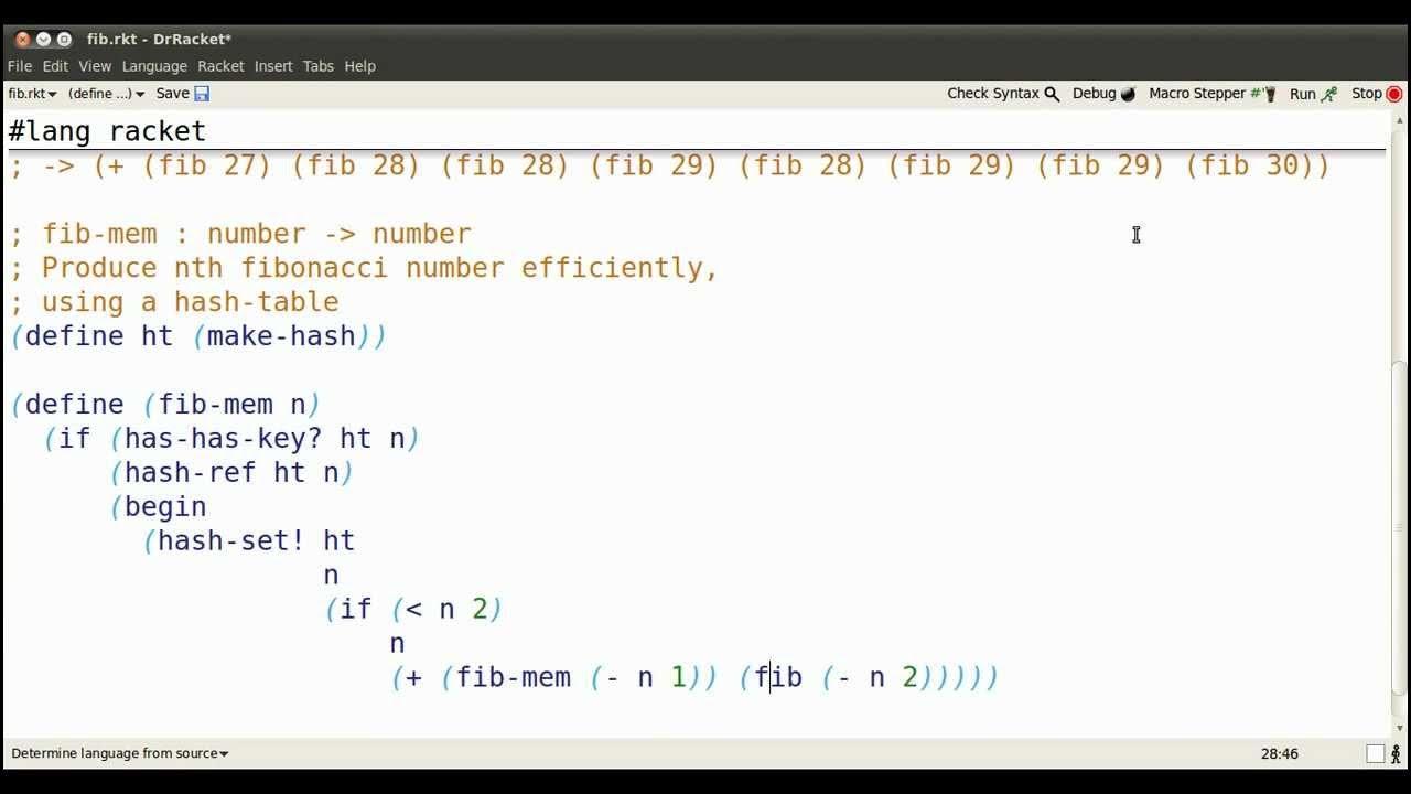 racket recursion 2.9/4 --- memoization with recursion - YouTube