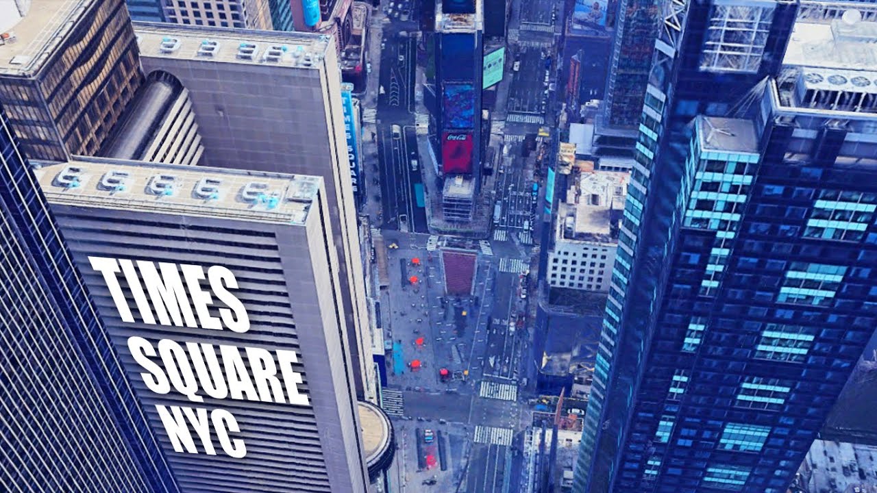 Times Square NYC aerial view virtual. - YouTube