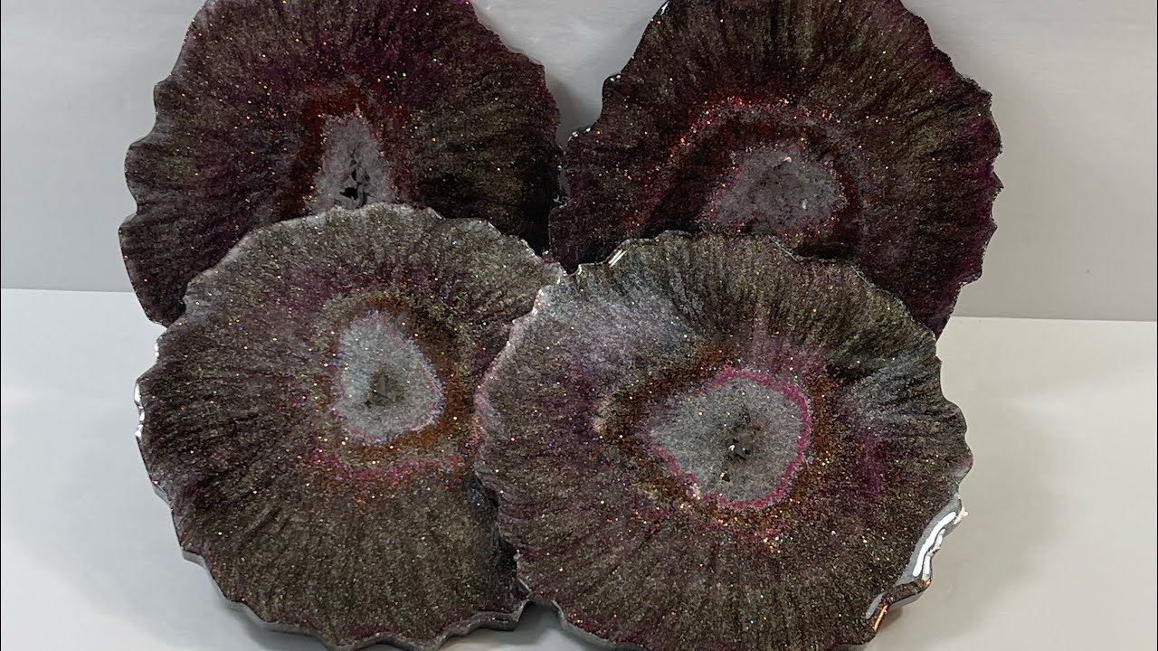 Down Town Brown with a Zest of Magenta resin coasters, resin art, resin ...