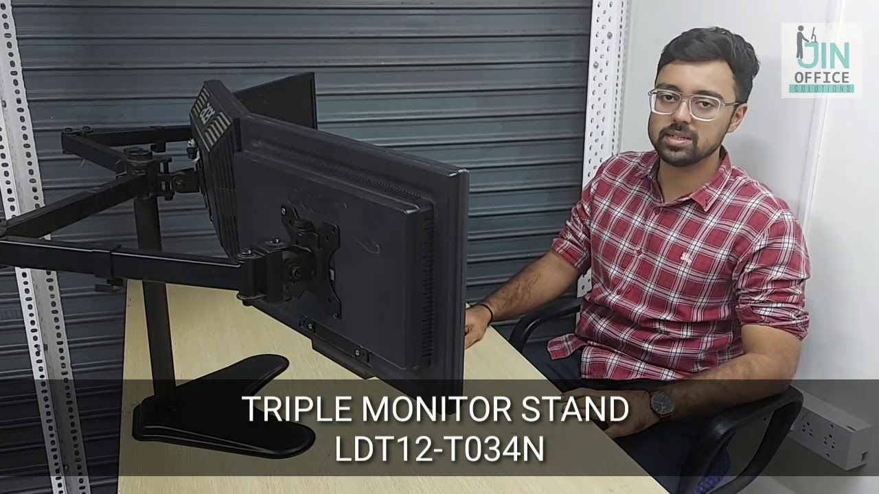Three Monitor Stand| Triple Monitor Mount For screens upto 27 inches| 3 ...