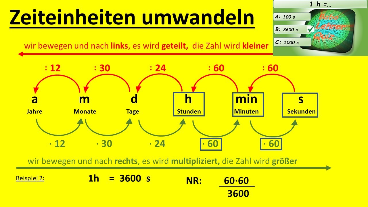 Maßeinheiten | Zeiteinheiten umwandeln | a, m, d, h, min, s | mit Babo ...