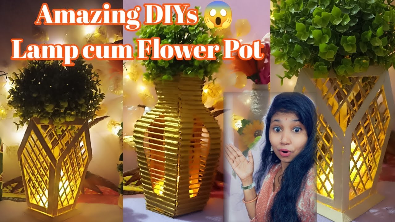 Beautiful & Easy Lamp cum Vase using cardboard & Popsicles sticks| Home ...