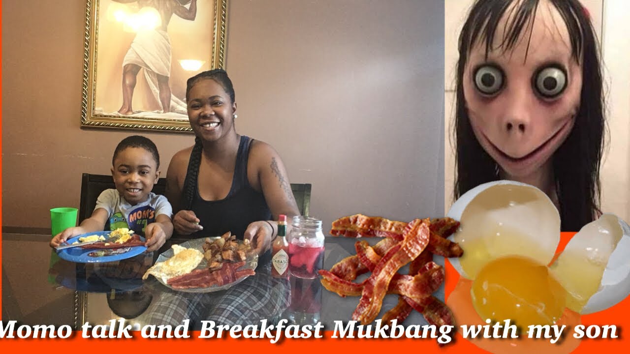 Momo challenge talk and breakfast mukbang with my son - YouTube