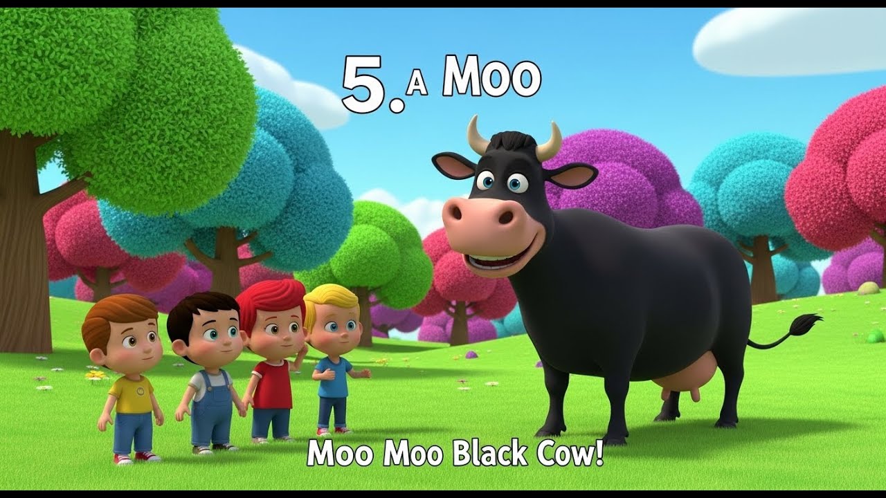 Moo Moo Black Cow | Classic Nursery Rhyme for Kids | Fun Animal Song ...