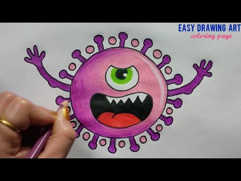 how to draw corona virus || covid-19 drawing for kids - YouTube