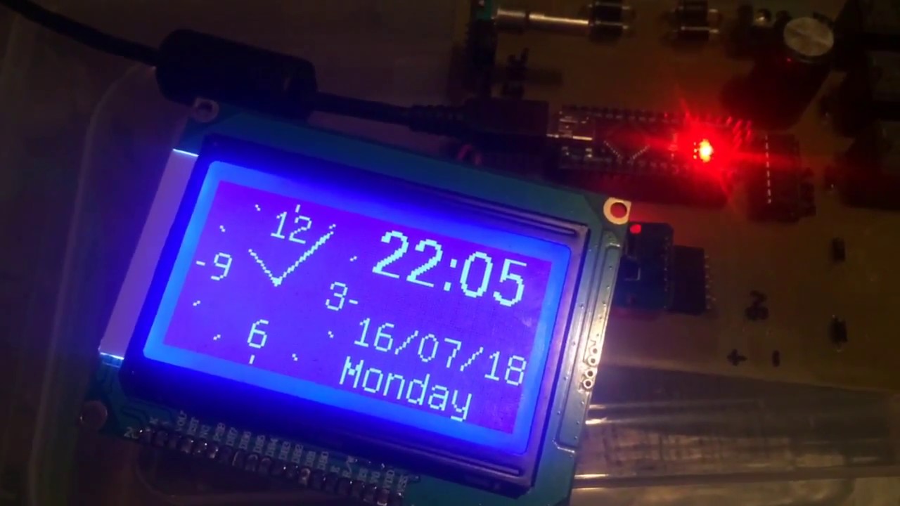 Rtc Clock On 128x64 Display With St7290 Youtube