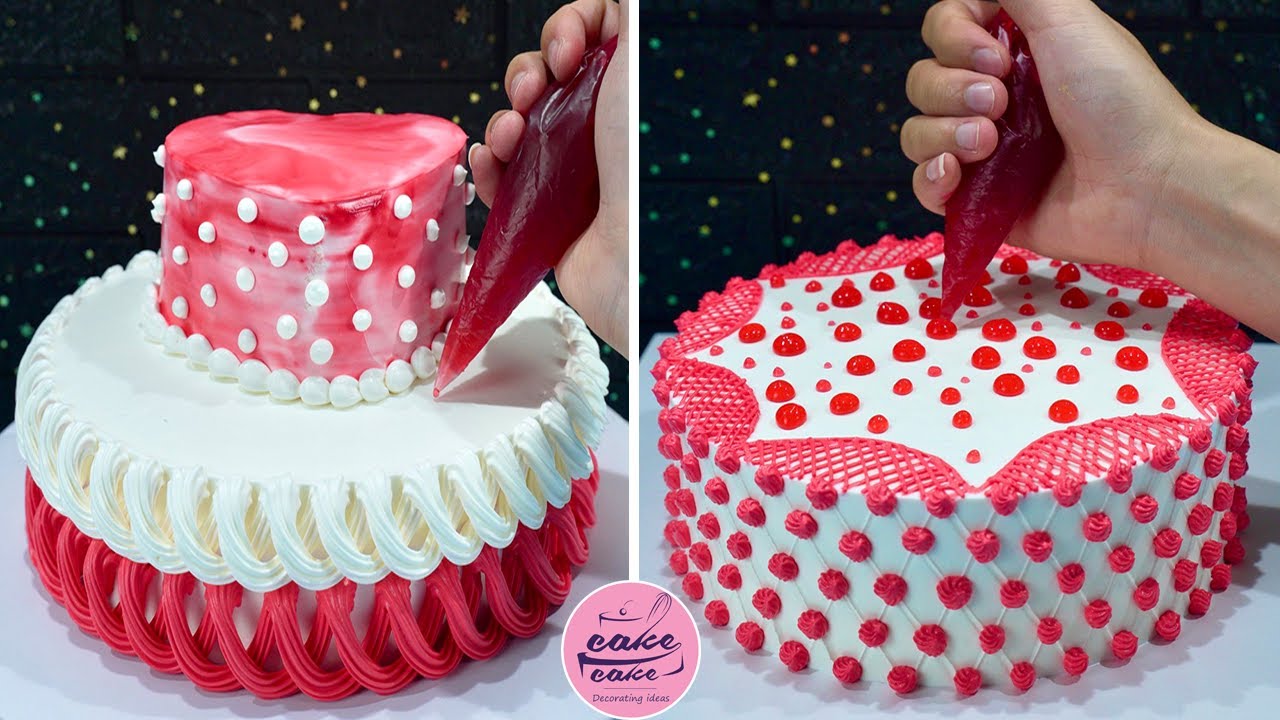 Red Floral Border Birthday Cake Decorating Tutorials - YouTube