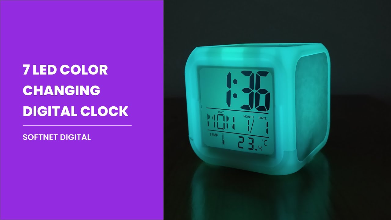 7 LED Color Changing Glowing Alarm Thermometer Digital Clock | Softnet ...