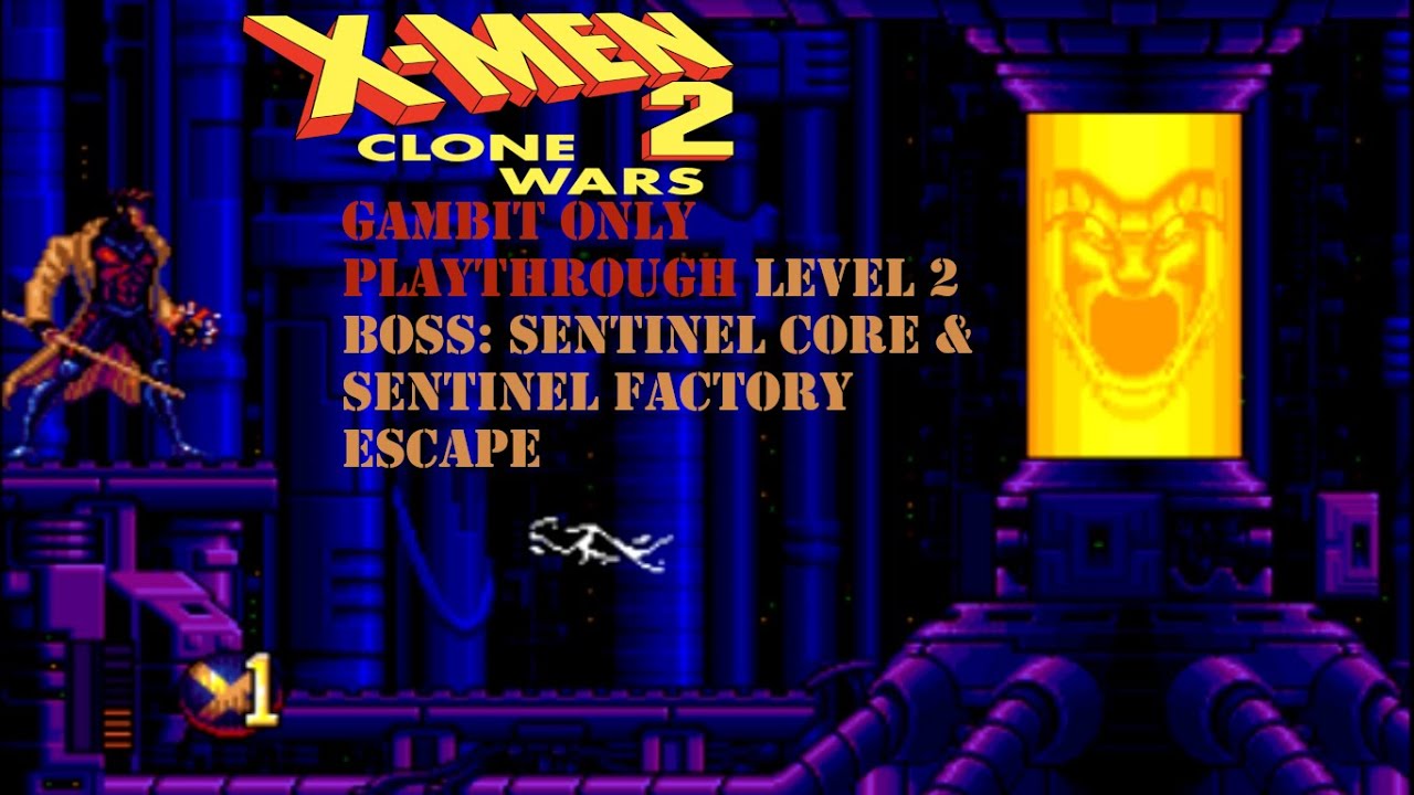X-Men 2 Clone Wars Gambit Only Playthrough Level 2 Boss: Sentinel Core ...
