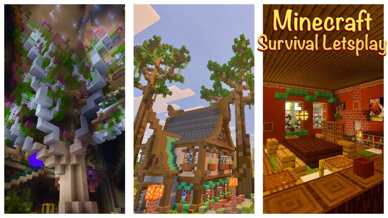 3 Custom Trees and 14 Interiors (Minecraft Bedrock) - YouTube