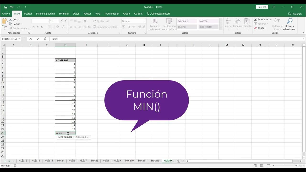 Función MIN en EXCEL - YouTube
