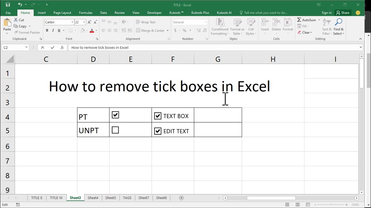 How To Remove Tick Boxes In Excel YouTube How To Remove Tick Boxes In Excel YouTube