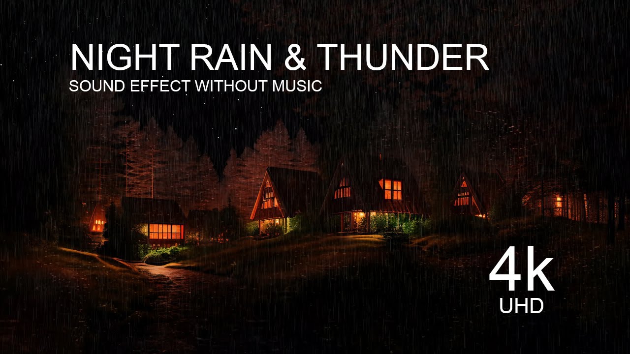 4K Night Rain & Thunder in Forest | Heavy Rain & Very Strong Thunder ...