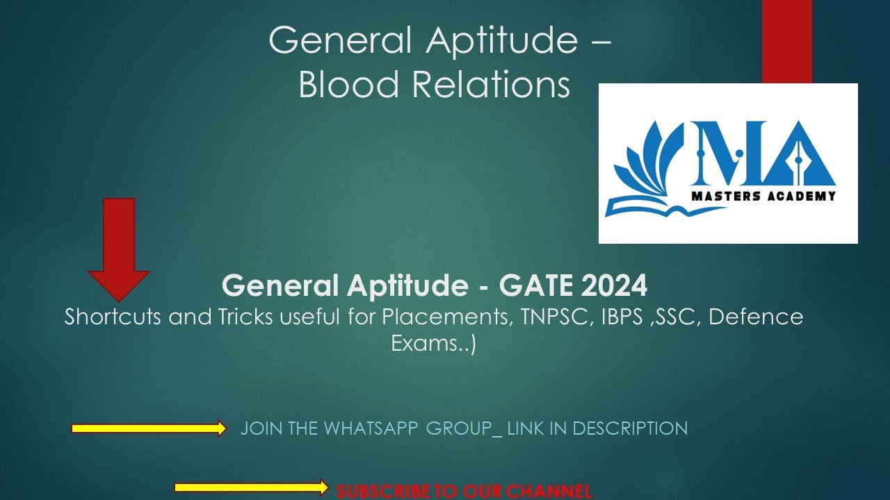GATE | General Aptitude | Logical Reasoning - Blood Relations - YouTube